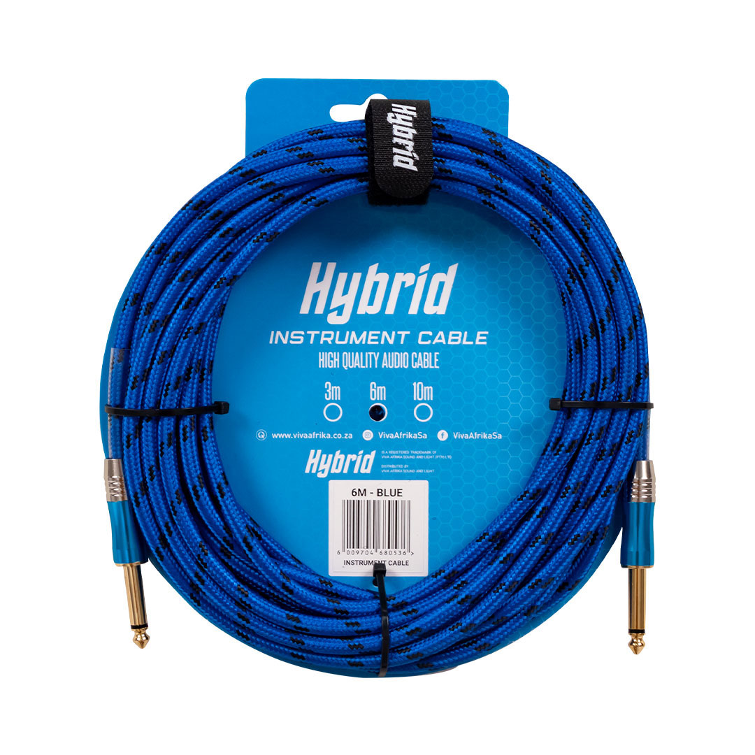 Hybrid blue Jack to jack 6m woven instrument cable | BC Electronics